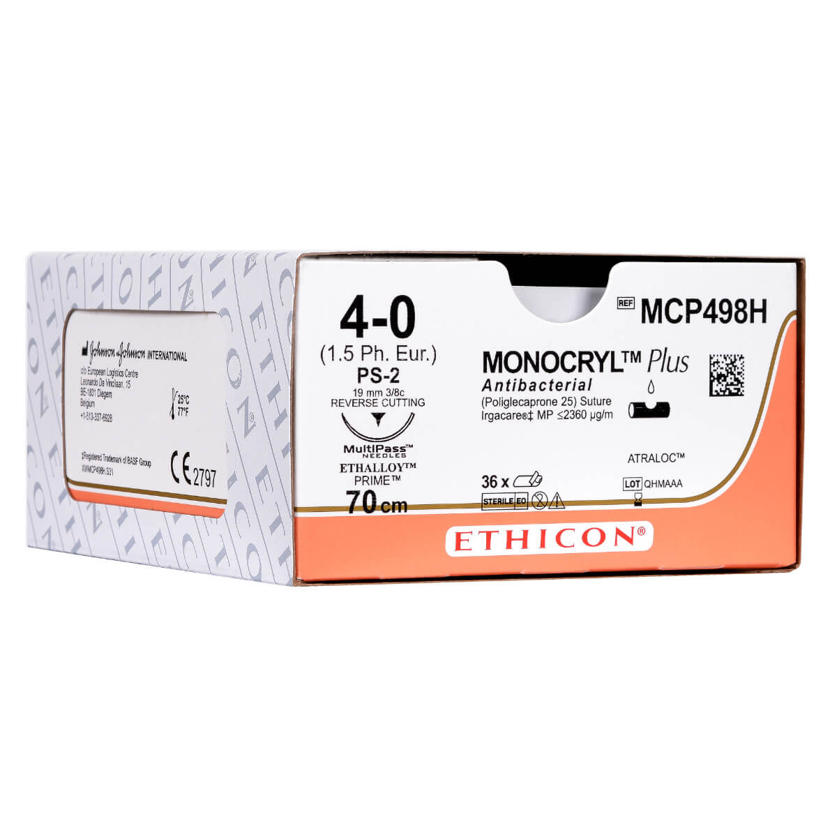 Ethicon MONOCRYL Plus (Polyglecaprone 25) Nahtmaterial USP 4/0 (EP 1,5), 45 cm und FS2 19 mm ...